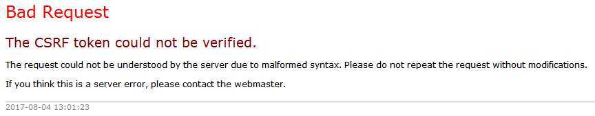 Bad Request - The CSRF token could not be verified. - LimeSurvey forums