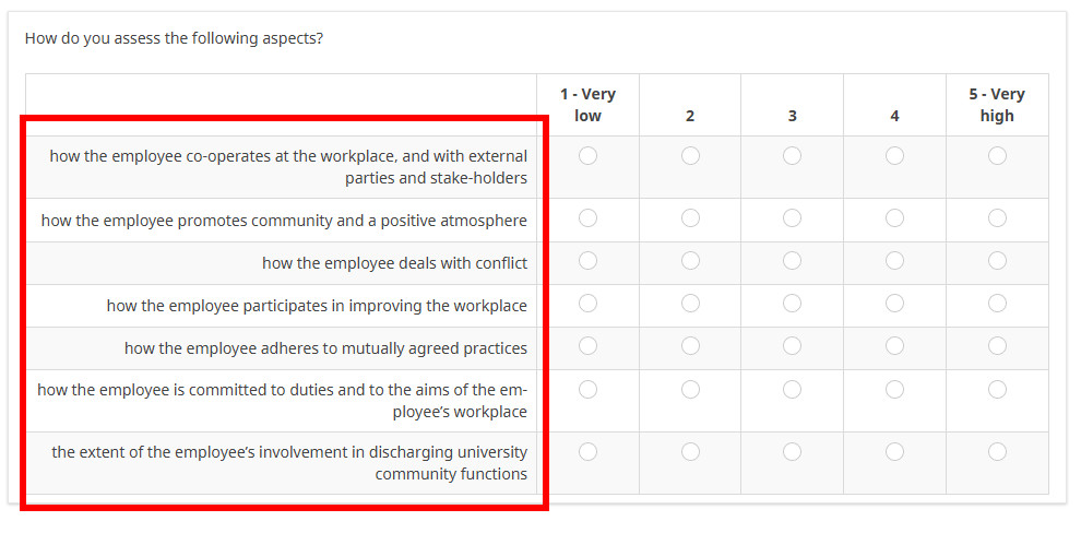 Left Align Answer Column In Array Limesurvey Forums 