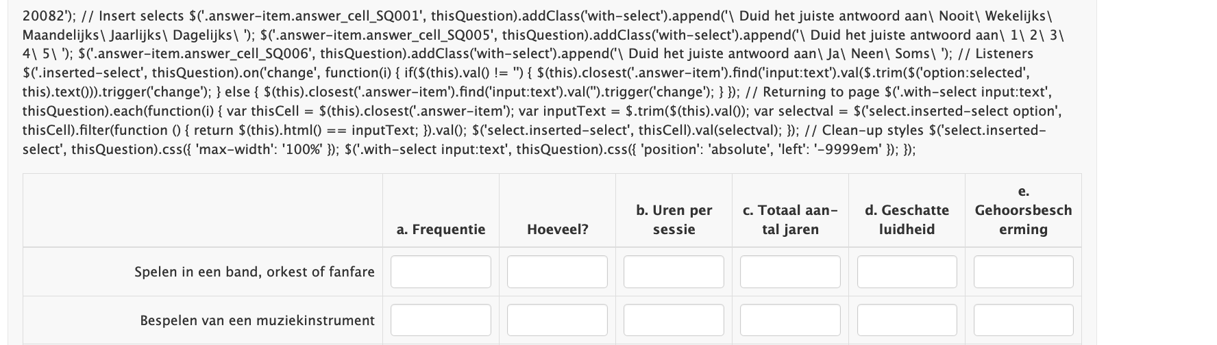 Array Question With Drop Down And Text Answer For Version 32214 Limesurvey Forums 2680