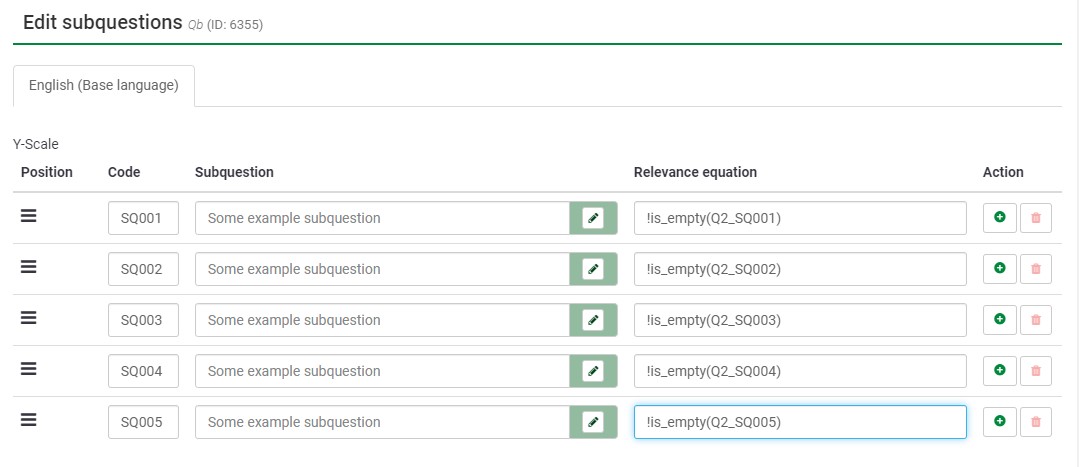 Array (Texts) button to add new answer row - LimeSurvey Forums Array (Texts) button to add new answer row - LimeSurvey Forums