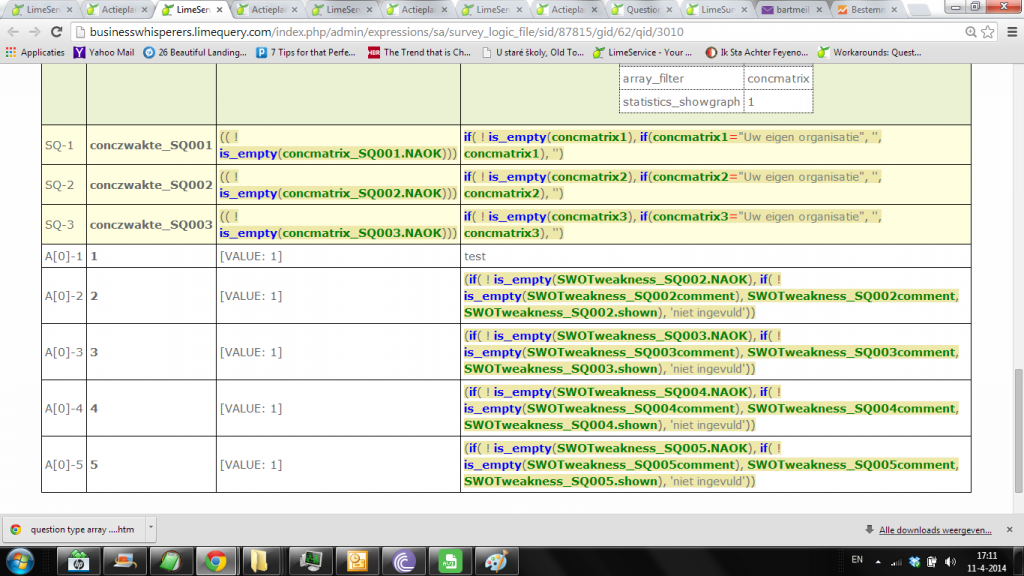 Question Type Array Run Time Error On Answer Options With Variables Limesurvey Forums 