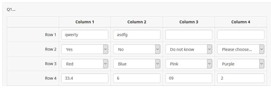 Array Question With Answers In Dropdown List Limesurvey Forums Results From 12