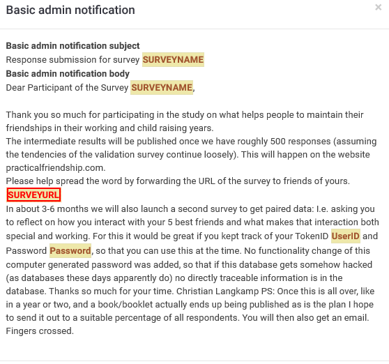 SurveyURL Does Not Validate In Basic Admin Notification LimeSurvey Forums
